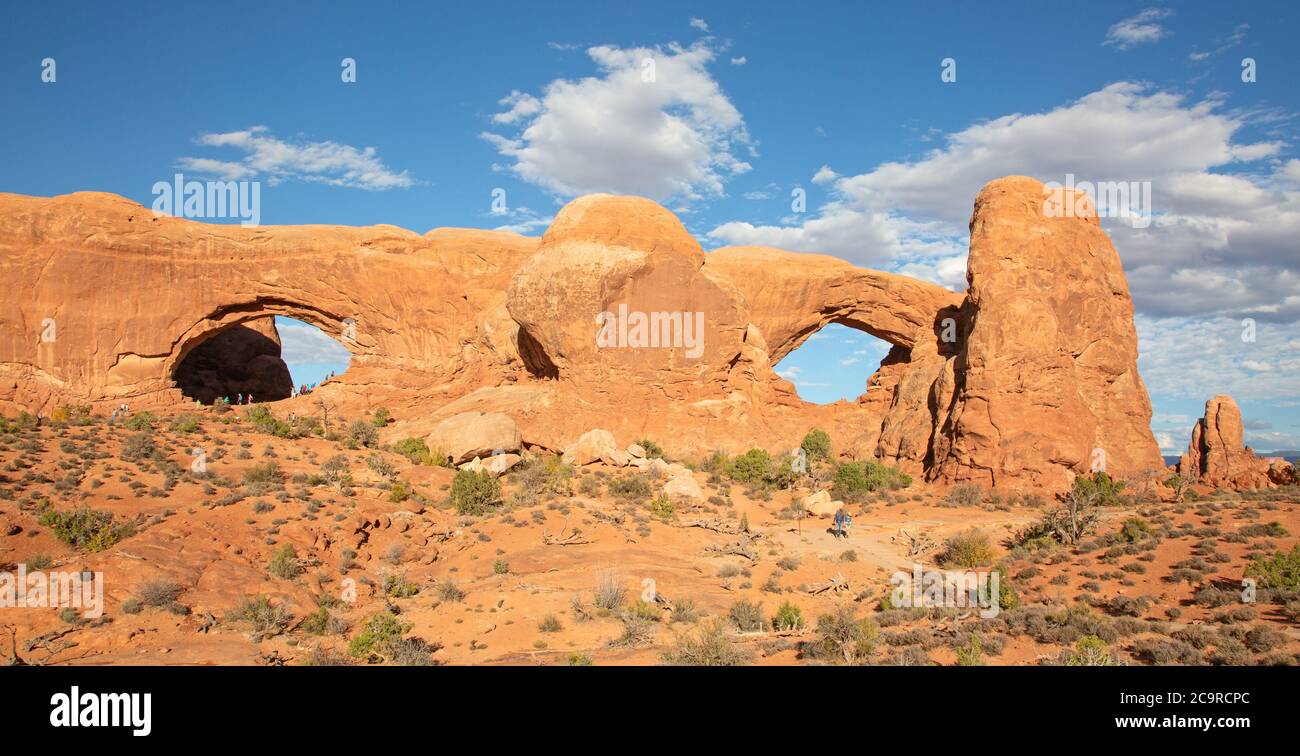 Famous South window arch in the Arches National park, Utah, USA Stock ...
