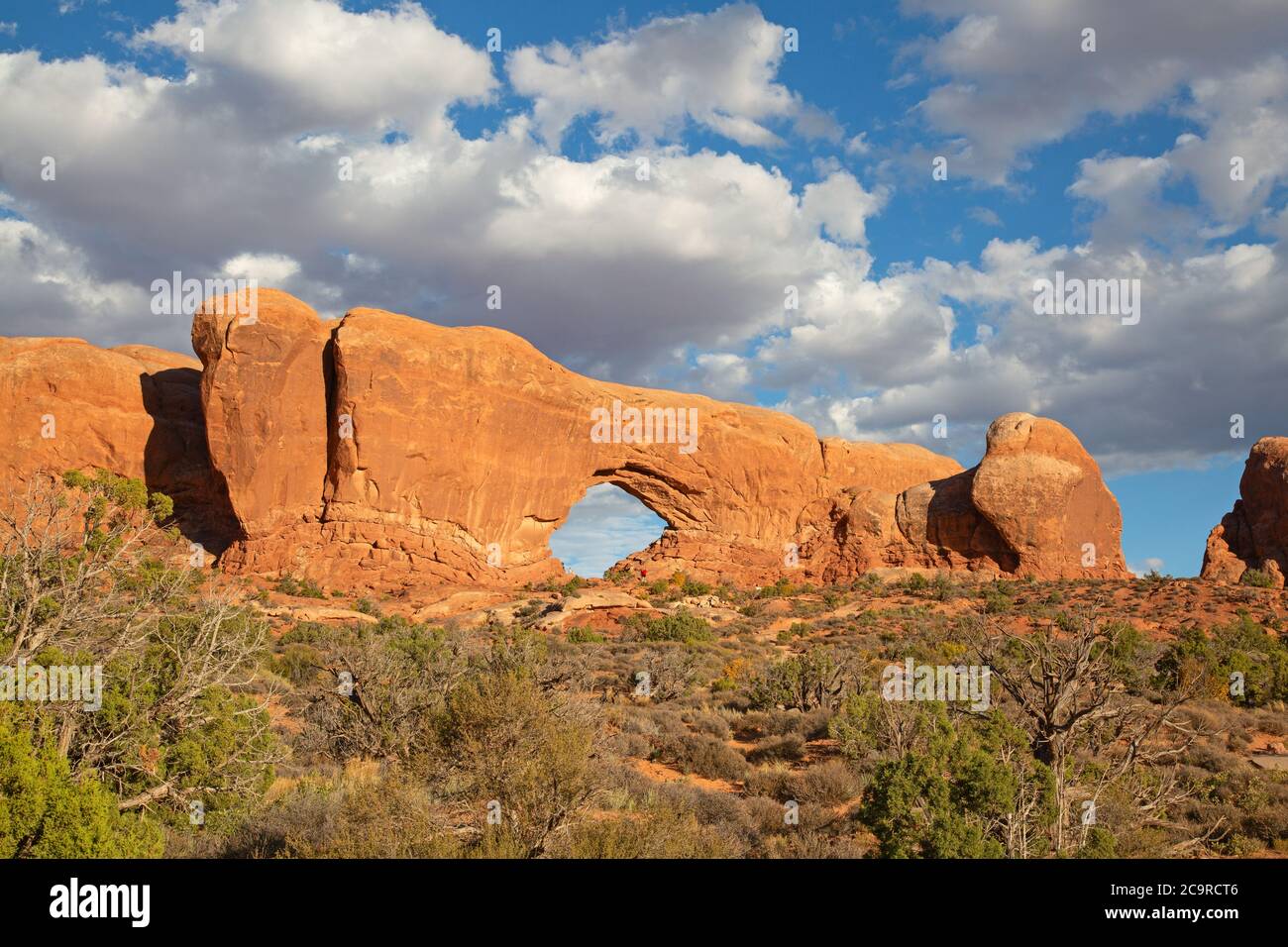 Famous South window arch in the Arches National park, Utah, USA Stock ...