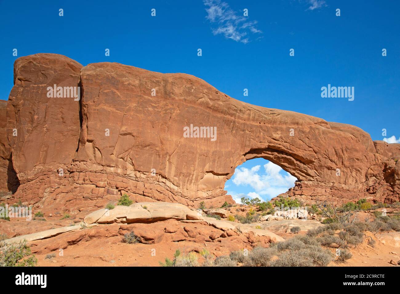 Famous South window arch in the Arches National park, Utah, USA Stock ...