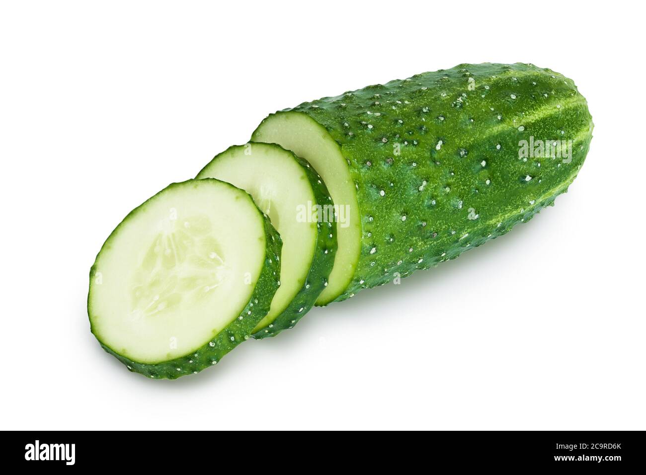 Sliced cucumber isolated on white background with clipping path and full depth of field Stock ...