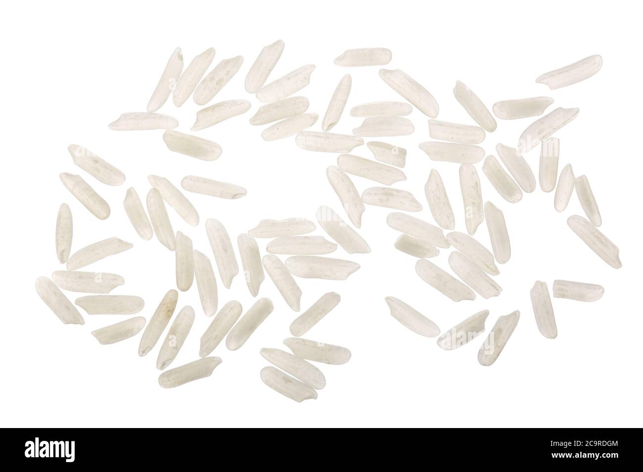 rice grains isolated on white background. Top view. Flat lay Stock ...