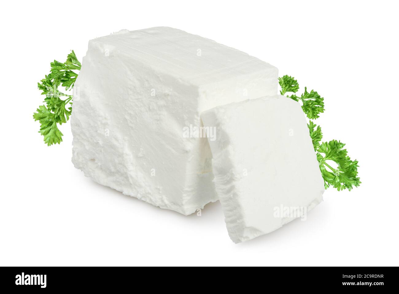 Feta cheese isolated on white background. With clipping path and full ...