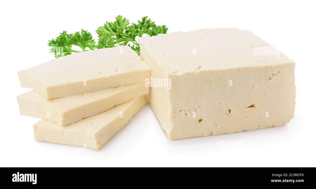 tofu cheese isolated on white background with clipping path and full ...