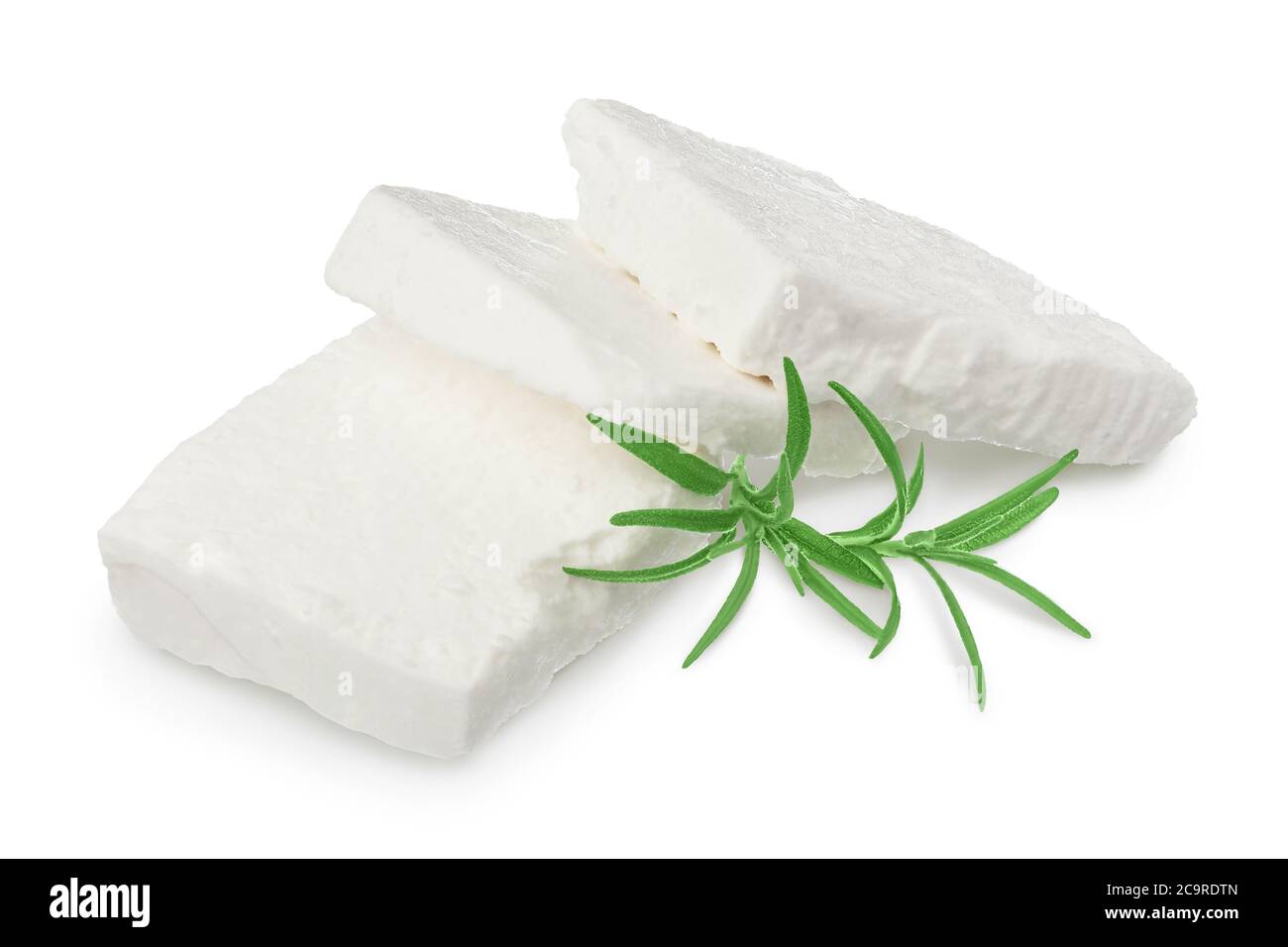 Feta cheese isolated on white background. With clipping path and full ...