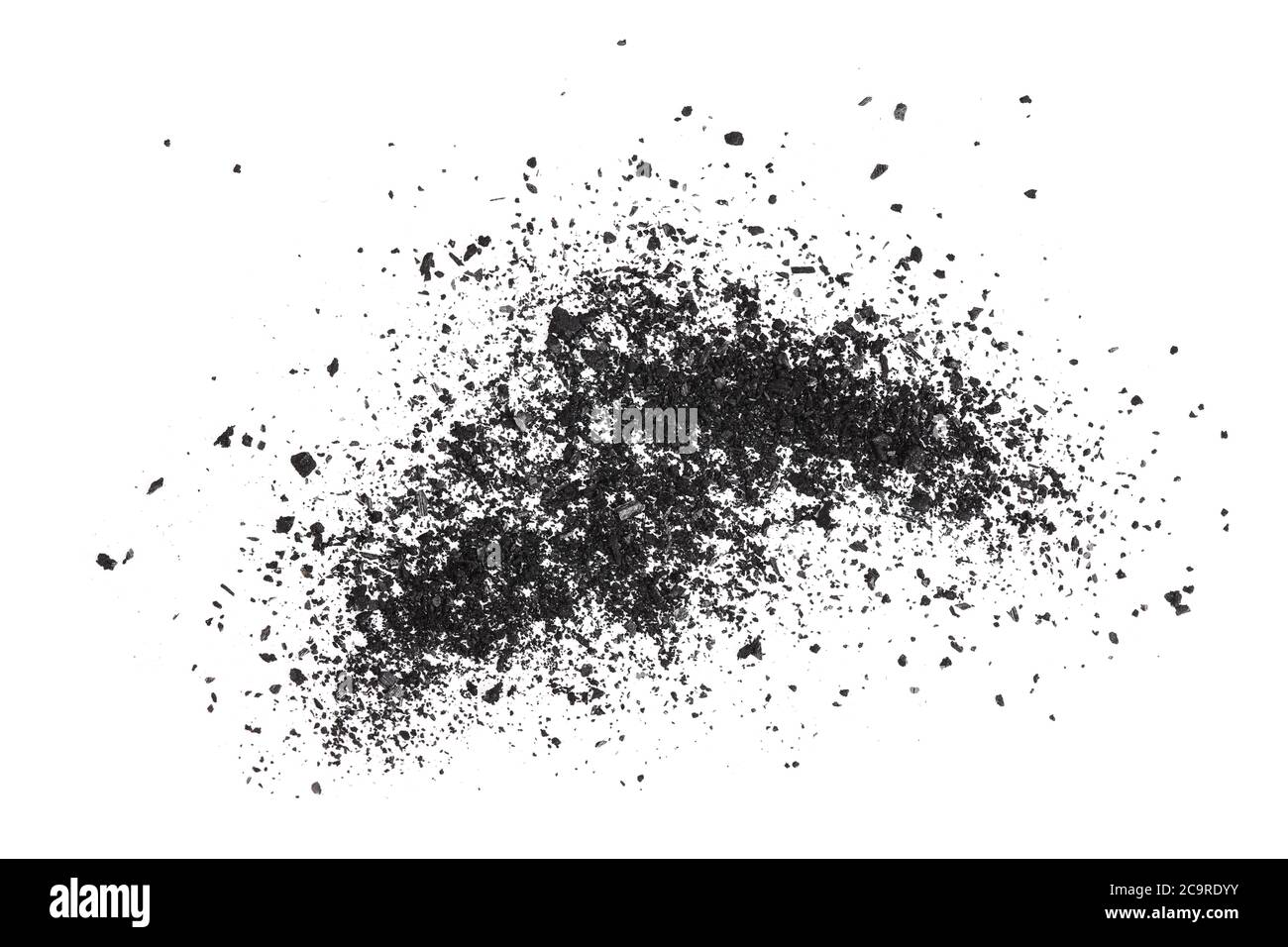 Pile of coal carbon or charcoal dust isolated on white background Stock ...