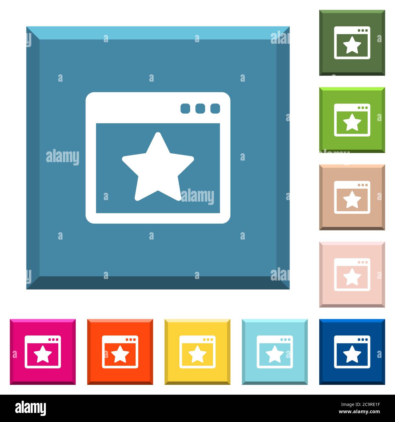 Favorite application white icons on edged square buttons in various ...