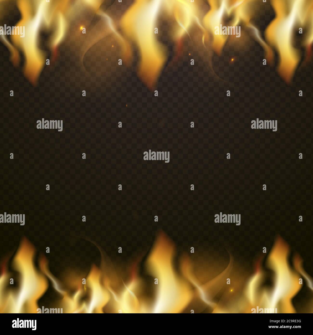 Border frame fire banner with place for text. Vector combustion glowing ...