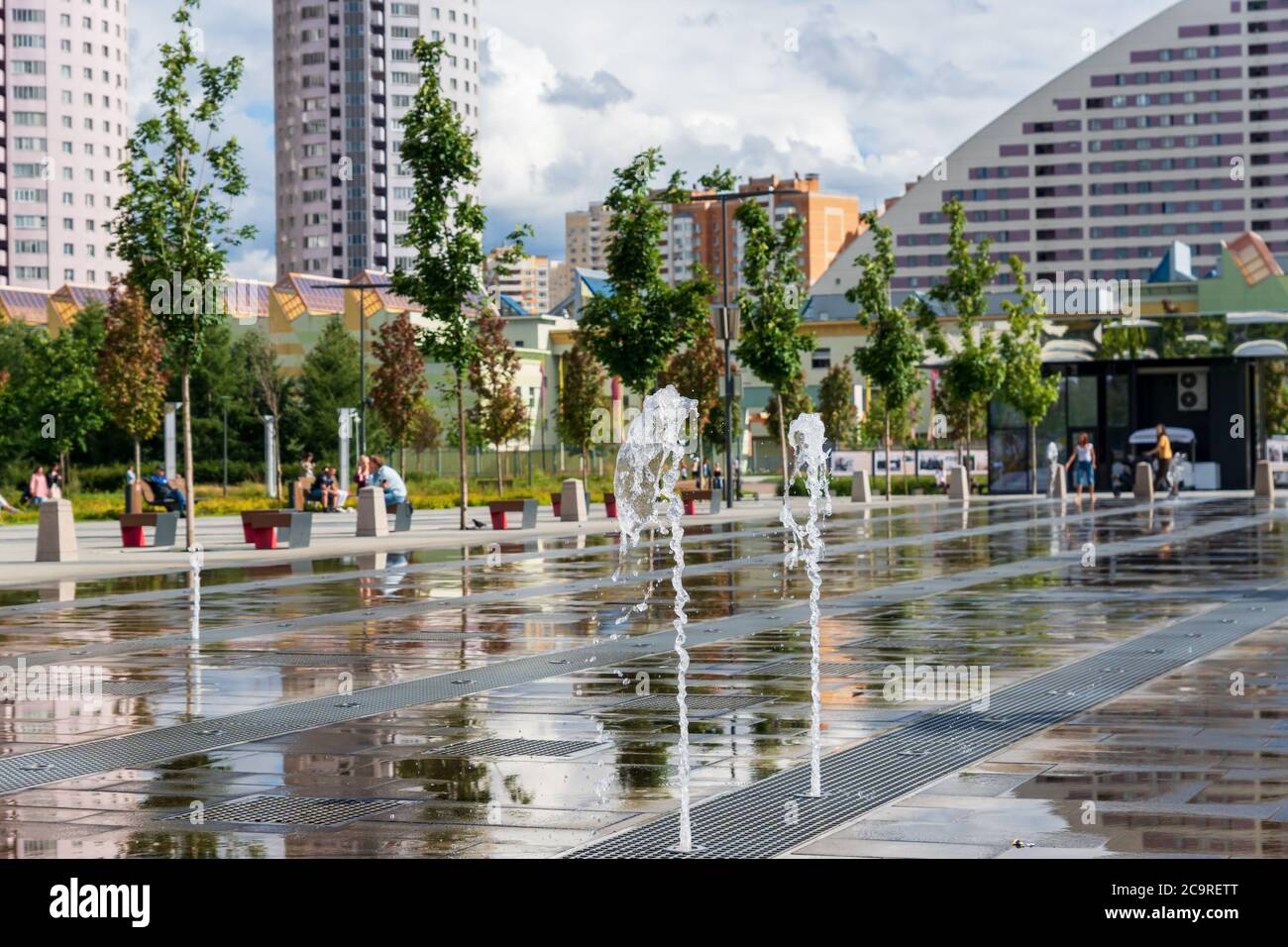 Moscow, Russia - July 31, 2020: Sunny summer day in the Park Khodynskoe ...
