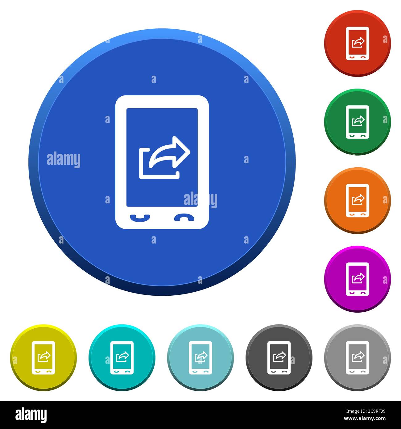 Mobile export data round color beveled buttons with smooth surfaces and ...