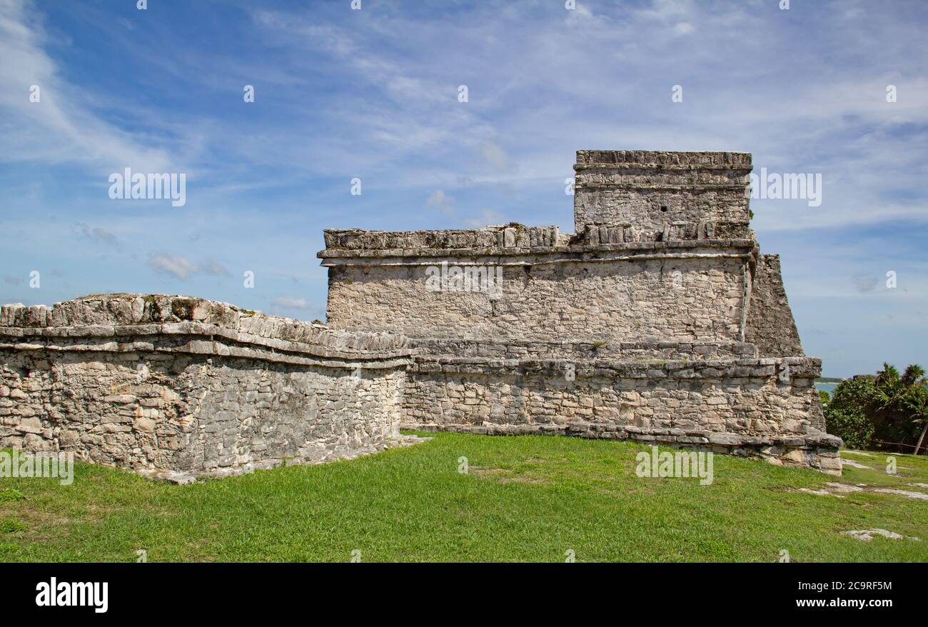 Ruins of the Mayan fortress and temple near Tulum, Mexico Stock Photo ...