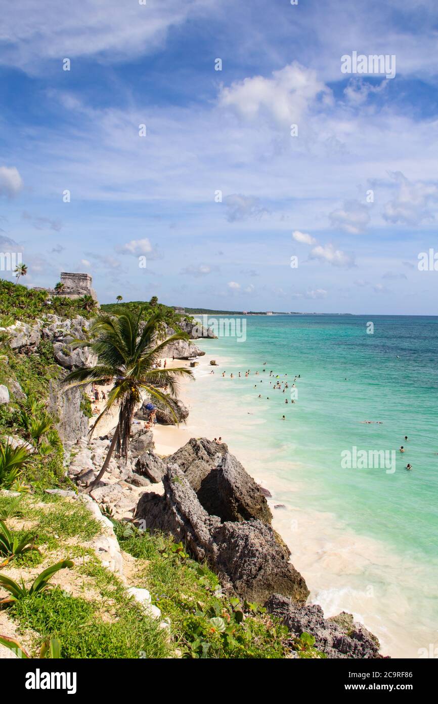 Ruins of the Mayan fortress and temple near Tulum, Mexico Stock Photo ...