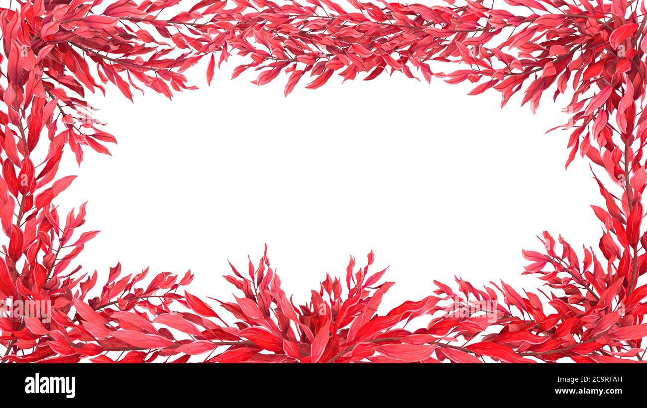 Frame covered with leaves. 3D rendering Stock Photo - Alamy