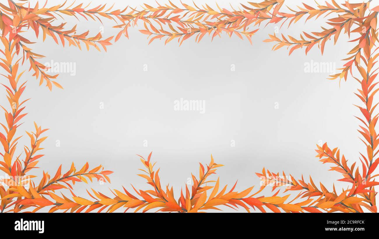 Frame covered with leaves. 3D rendering Stock Photo - Alamy