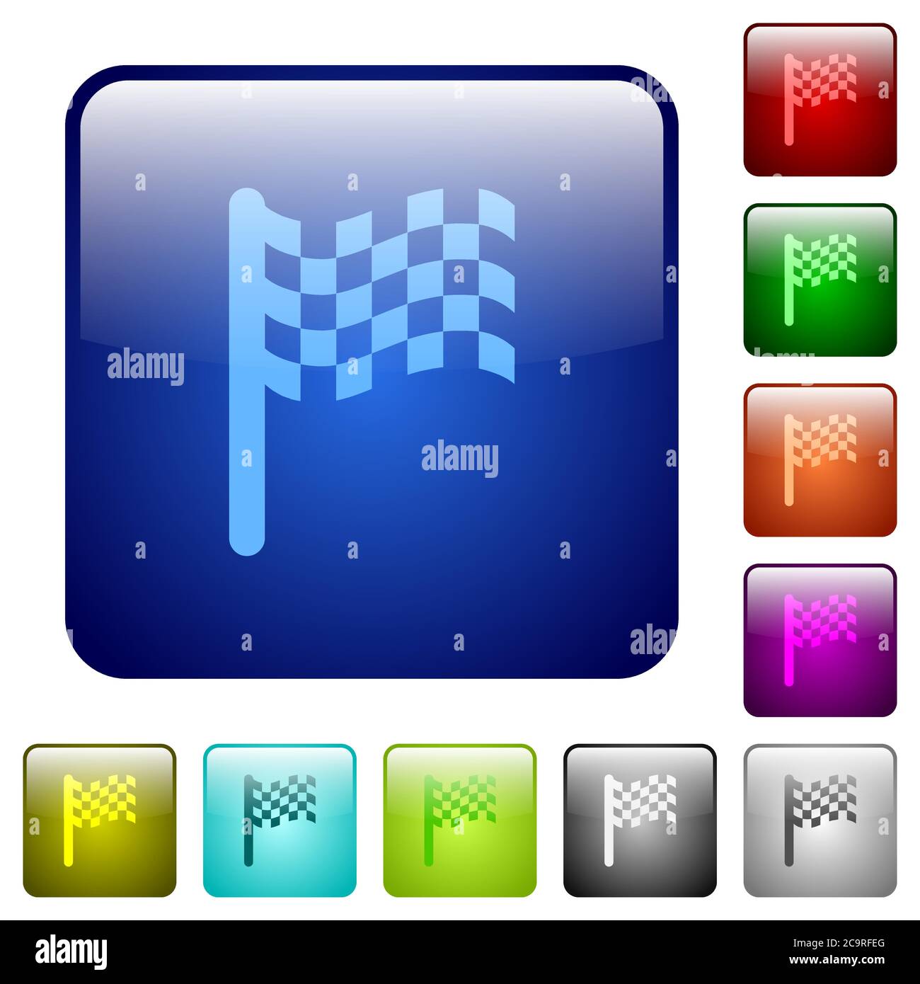 Race flag icons in rounded square color glossy button set Stock Vector ...
