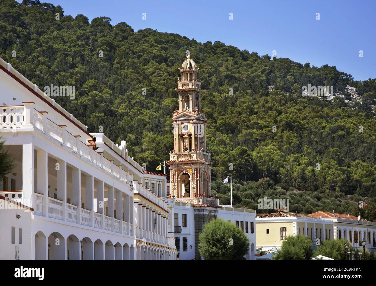 Monastery of Archangel Michael Panormitis on Symi island. Greece Stock ...