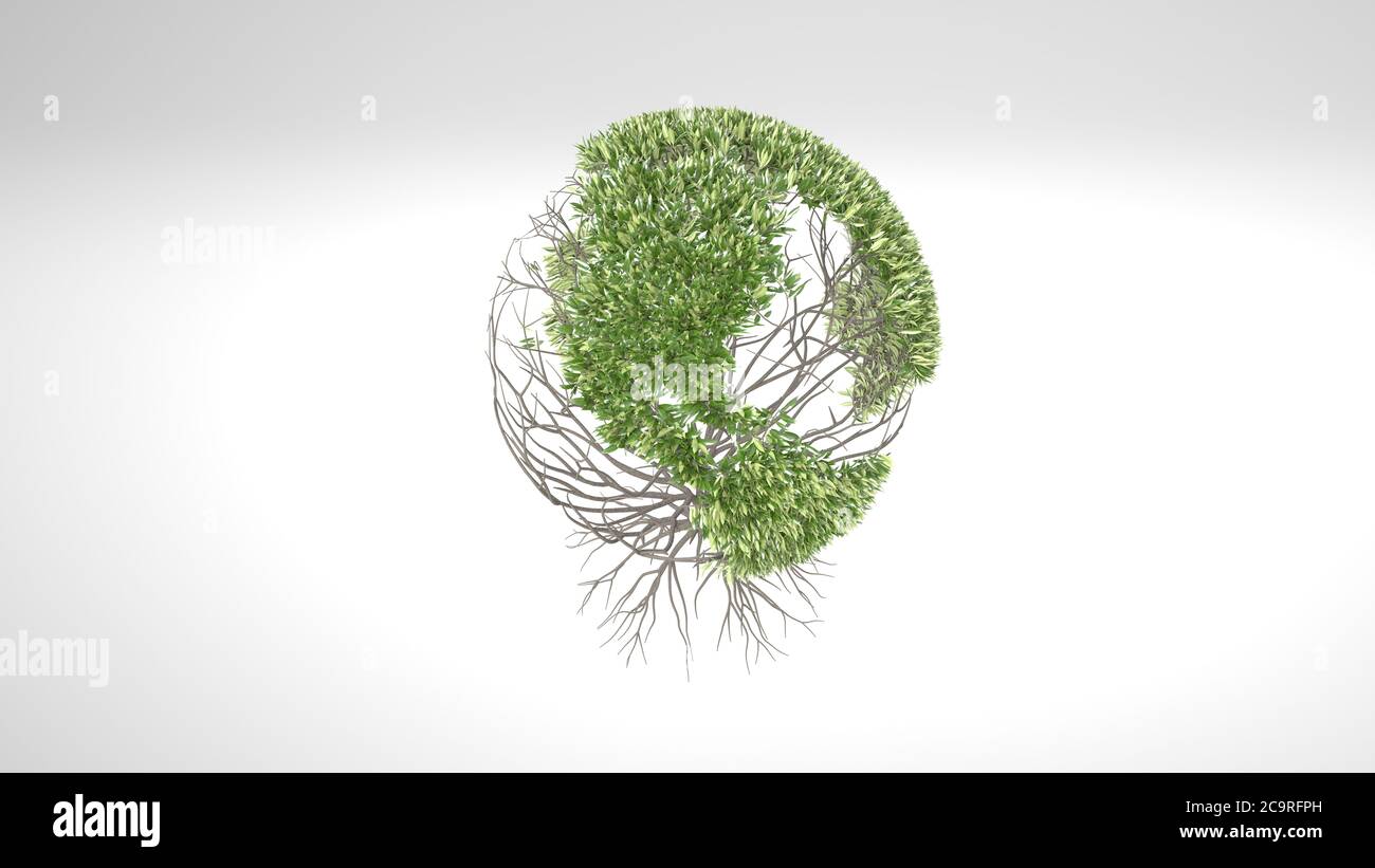 Growing tree, forming globe shape with leaves. Earth tree concept ...