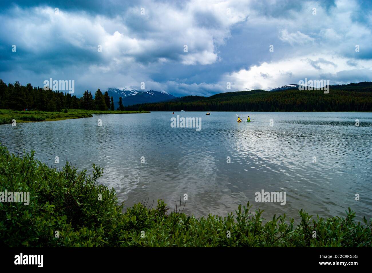 Kayakers on the Vast Lake Stock Photo - Alamy