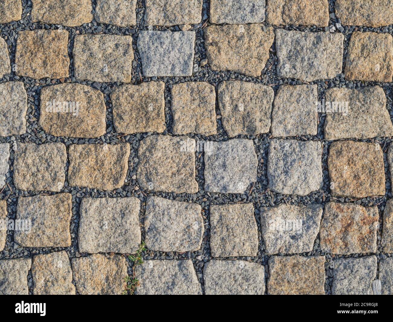 Prague cobblestone gray beige paving stone square Stock Photo - Alamy