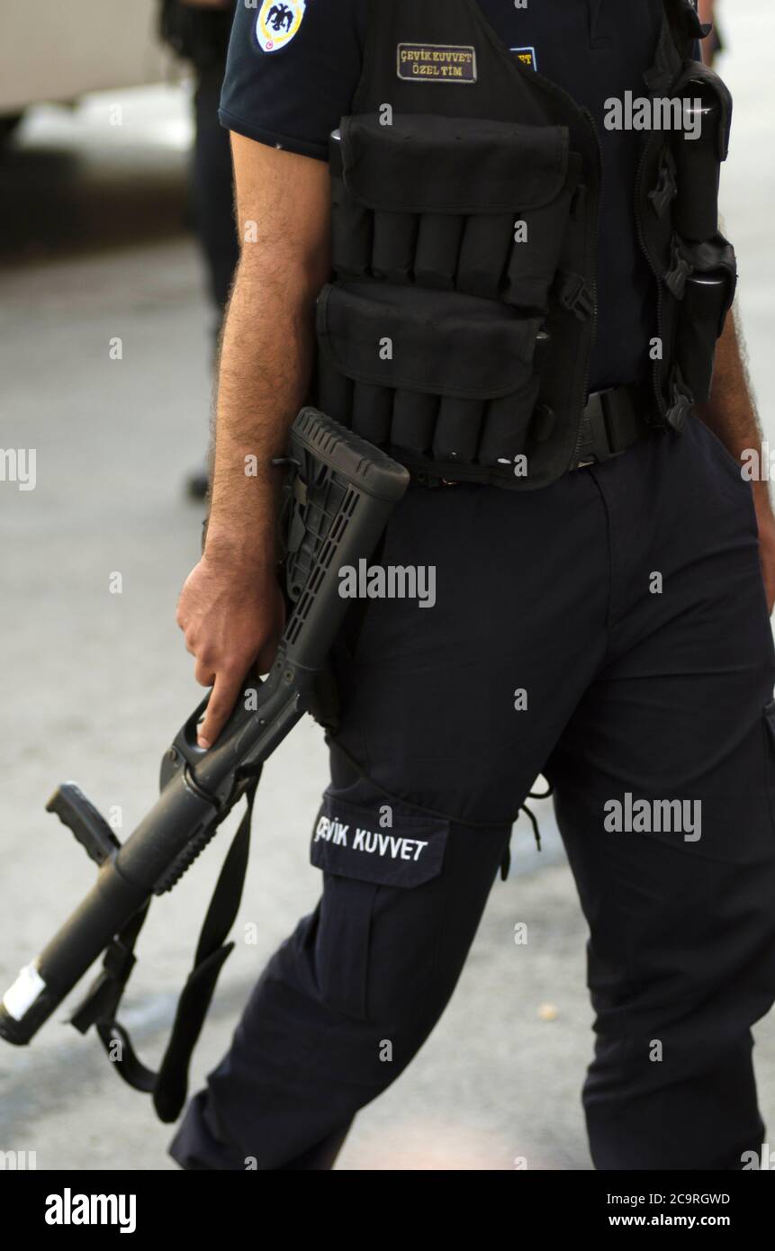 Istanbul, Turkey. June 1st 2013 Turkish riot police armed with tear gas ...