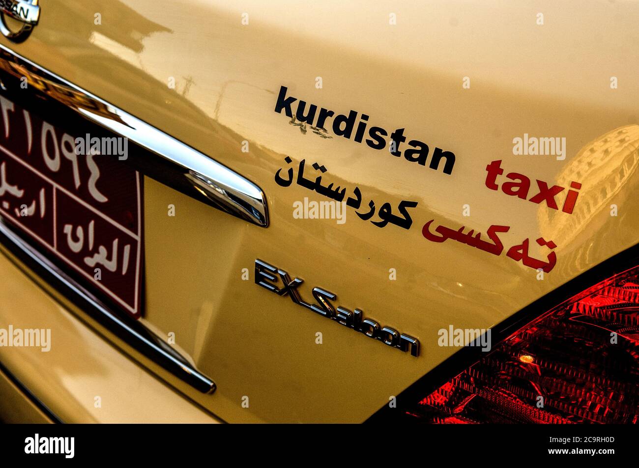 Erbil, Northern Iraq. September 30th 2009 A Kurdish taxi in Erbil city, the north of Iraqi ...
