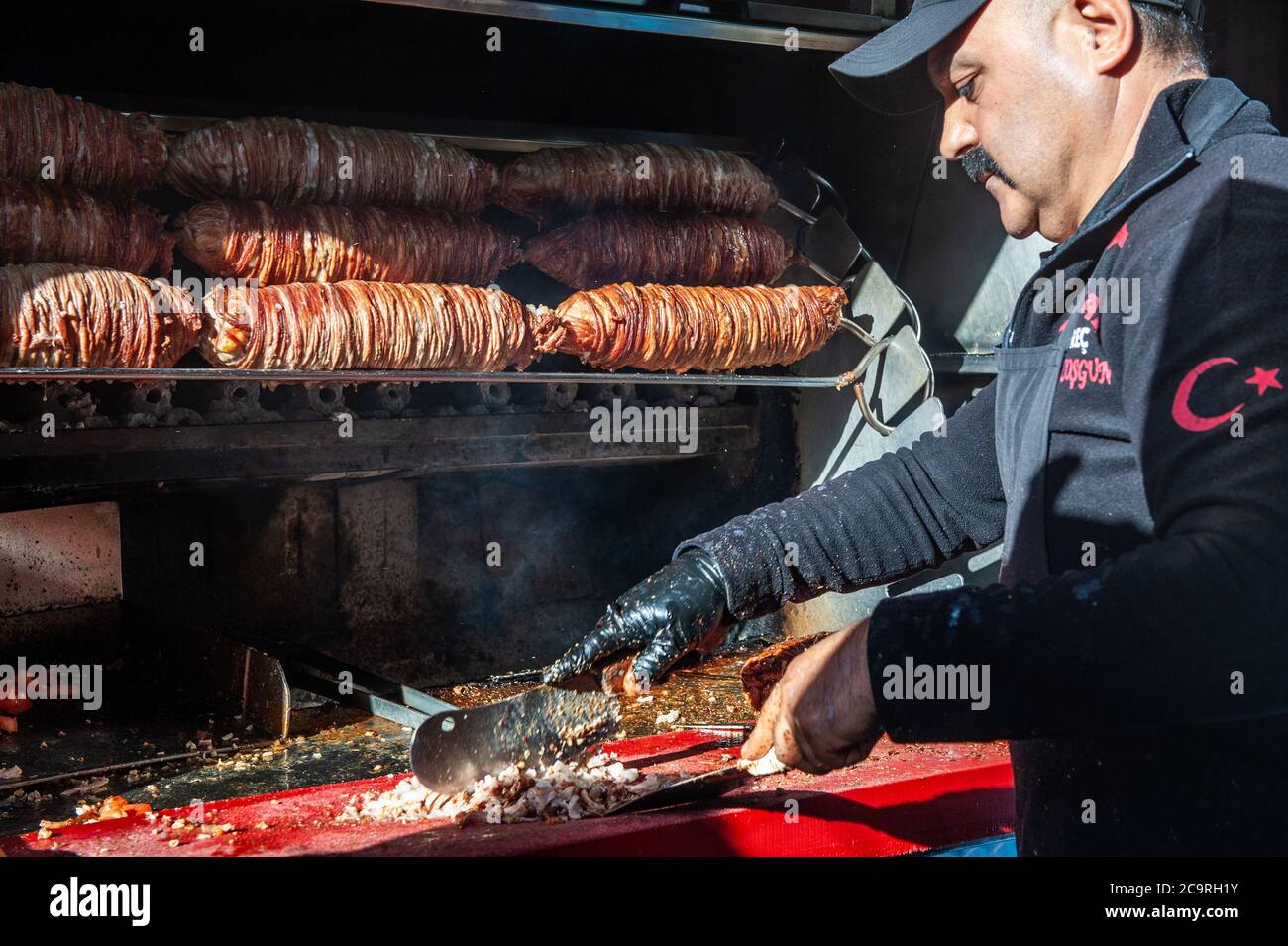 Istanbul, Turkey. December 26th 2018 Kokoreç is a traditional Turkish ...