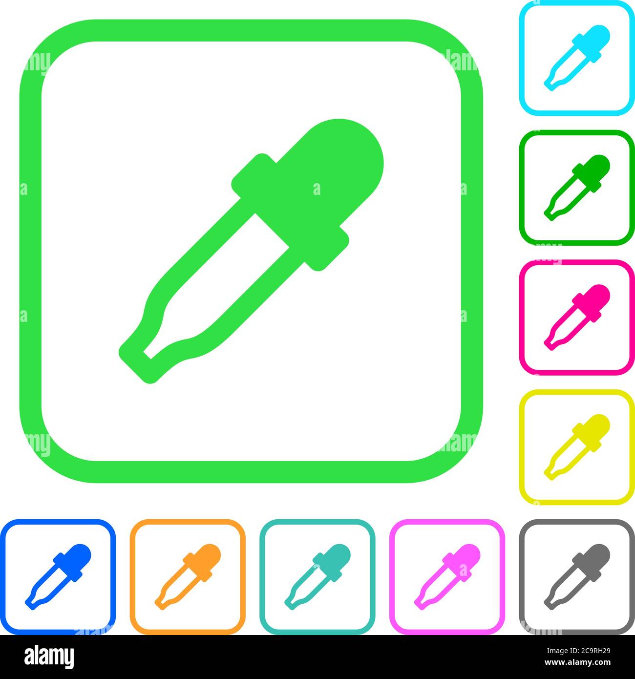Color picker vivid colored flat icons in curved borders on white ...