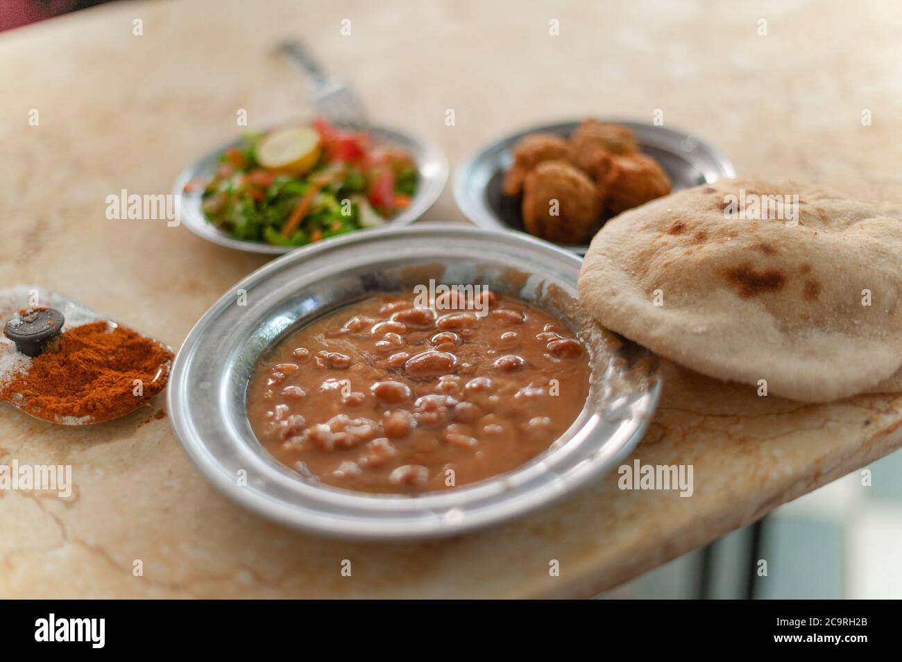 Cairo, Egypt. April 10th 2018 Mashed fava beans known as Fuul ...