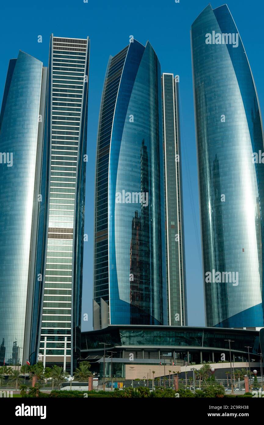 Abu Dhabi, United Arab Emirates. June 23rd 2019. Etihad Towers part of ...