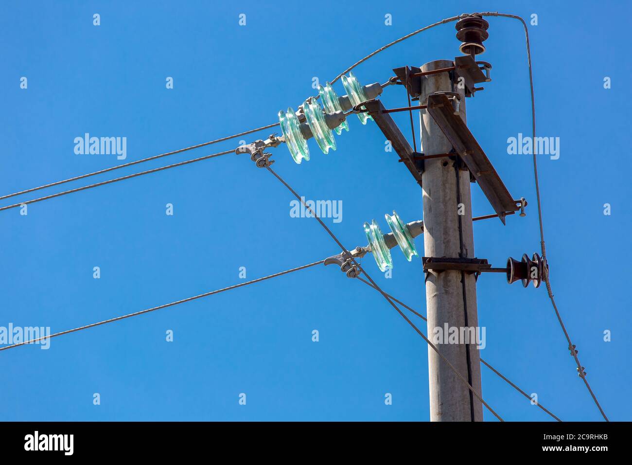 Glass prefabricated high voltage insulators on poles high-voltage power ...