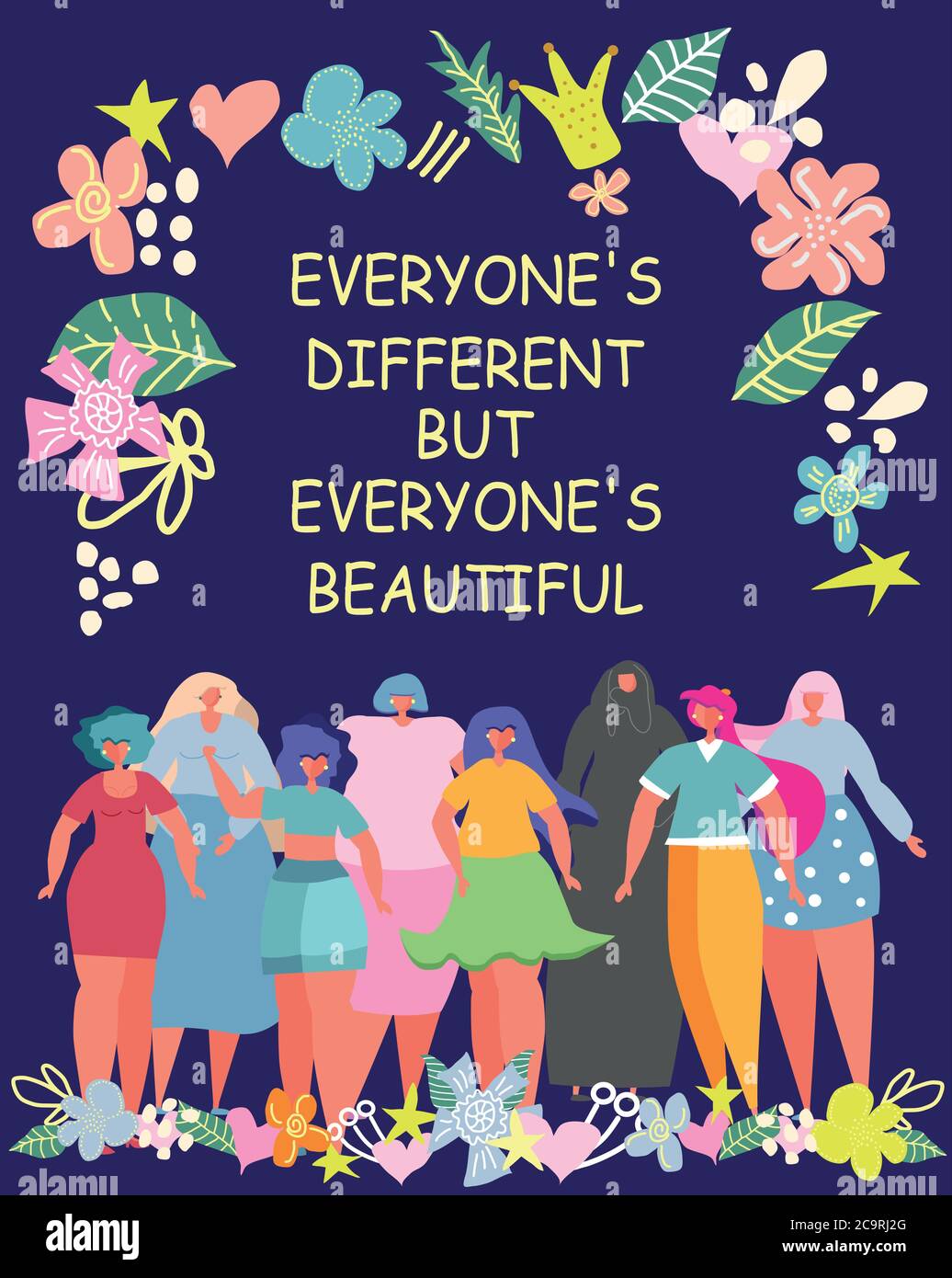 illustration graphic group of women, girls, power, strong, strength ...