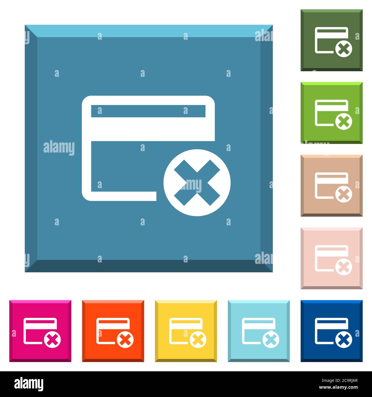 Cancel credit card white icons on edged square buttons in various ...