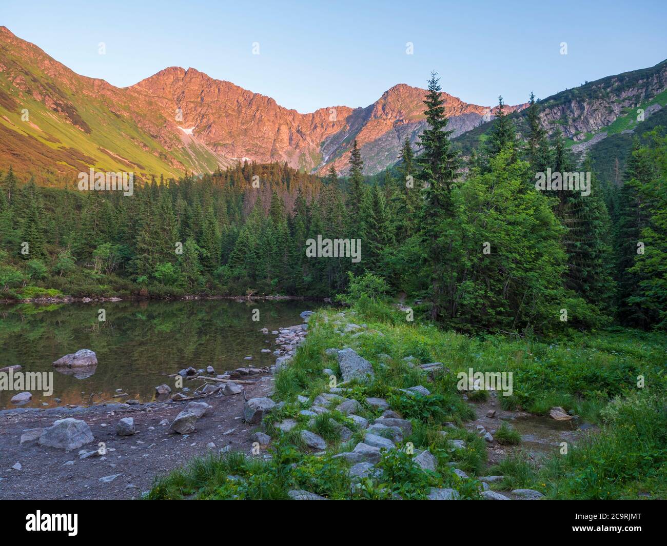 View on Tatliakovo jezero or pleso, mountain lake in Western Tatras ...