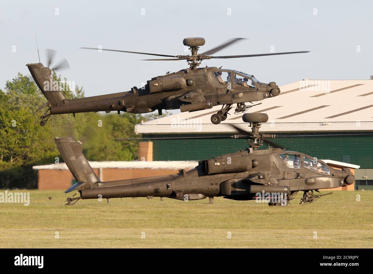 Pair of Army Air Corps Apache AH1 attack helicopters on the runway at ...