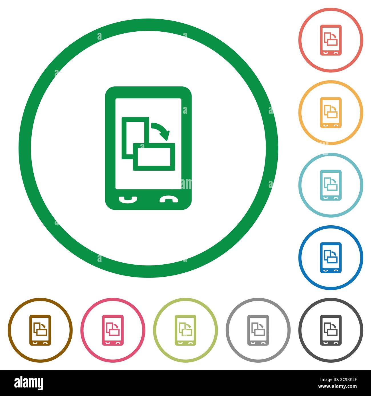 Change mobile display orientation flat color icons in round outlines on ...