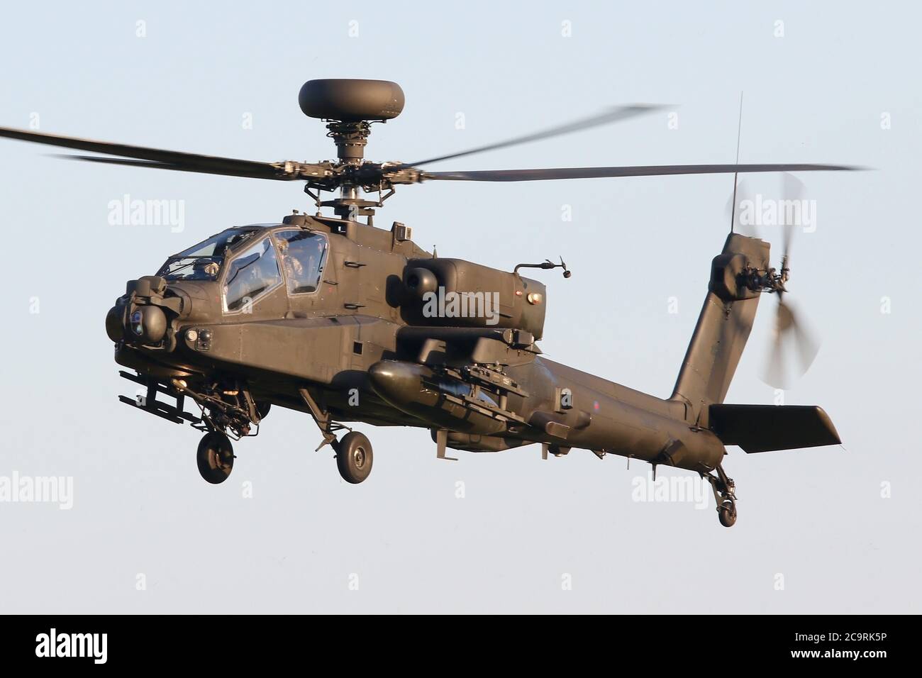 Army Air Corps Apache AH1 attack helicopter on approach to land at ...