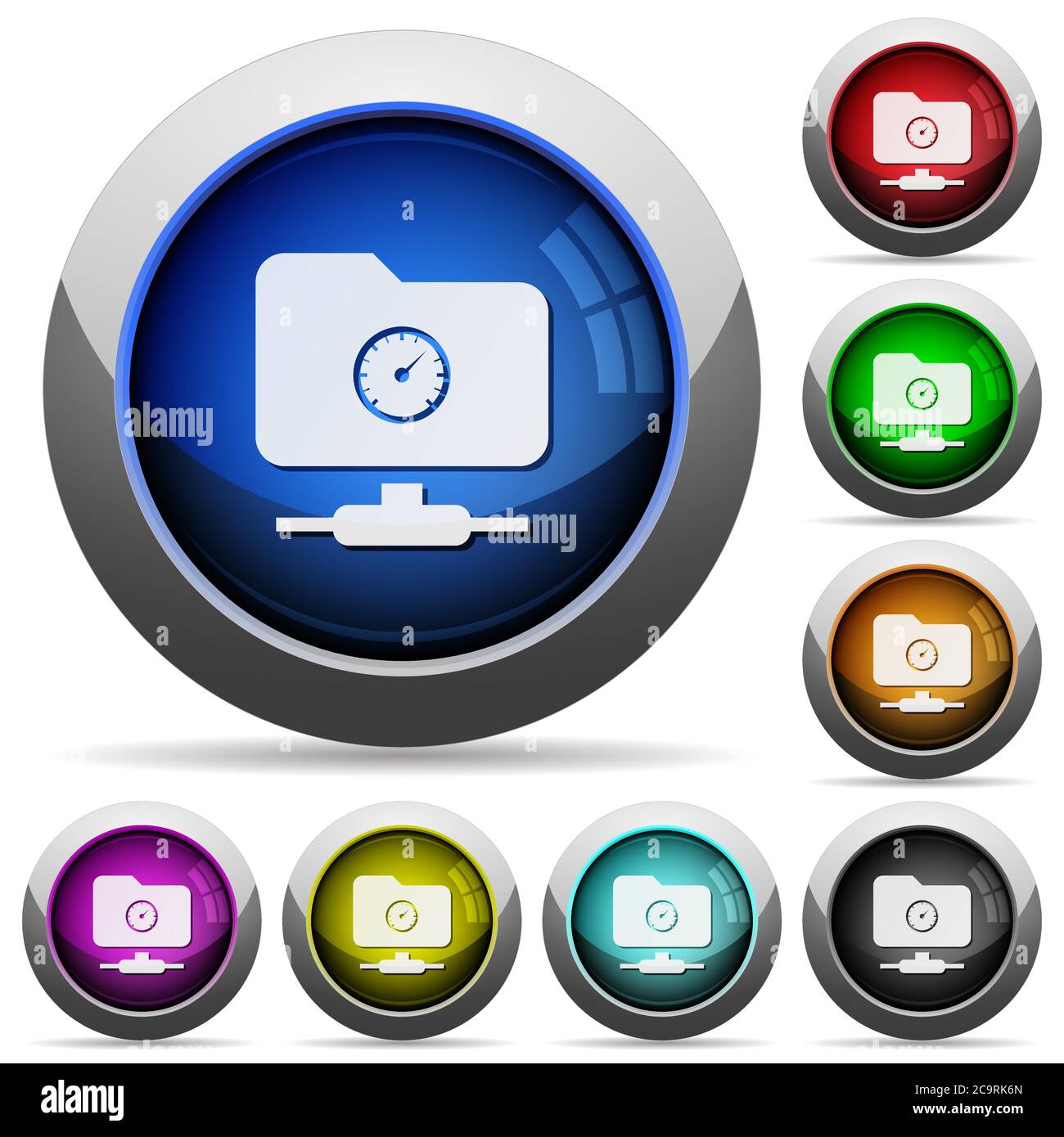 FTP quota icons in round glossy buttons with steel frames Stock Vector ...