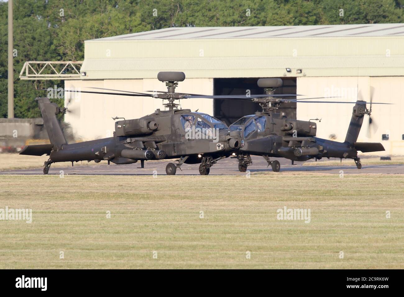 Army Air Corps Apache AH1 attack helicopters lining up on the Wattisham ...