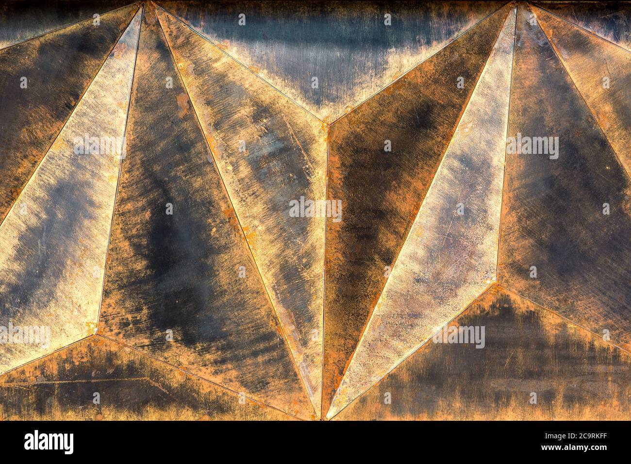 Metal texture with volume triangles with design finishing under the ...