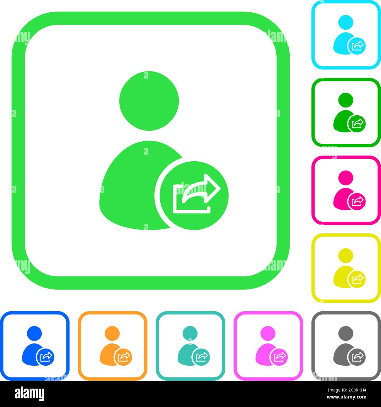 User account export data vivid colored flat icons in curved borders on ...