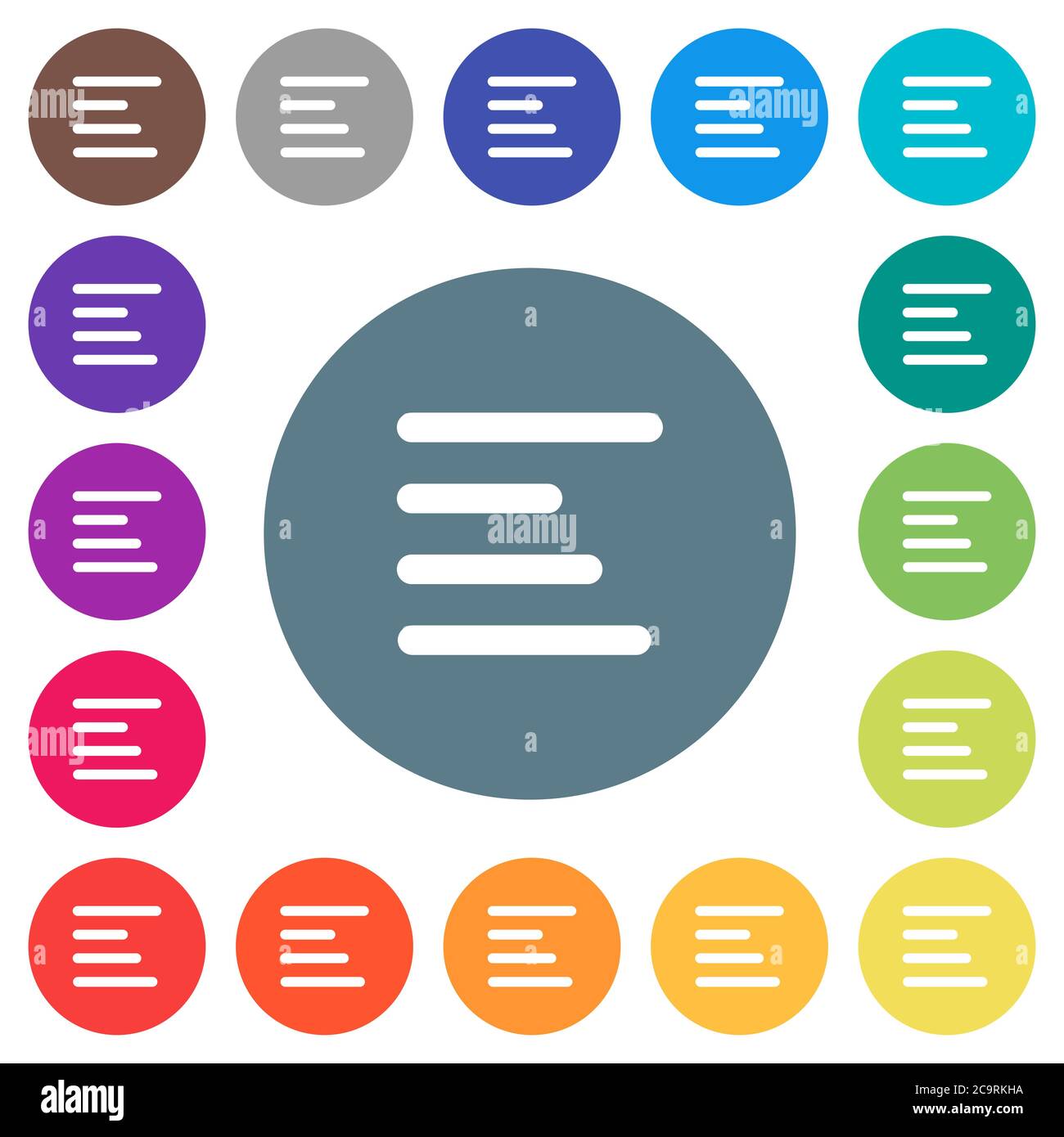 Text align left flat white icons on round color backgrounds. 17 ...