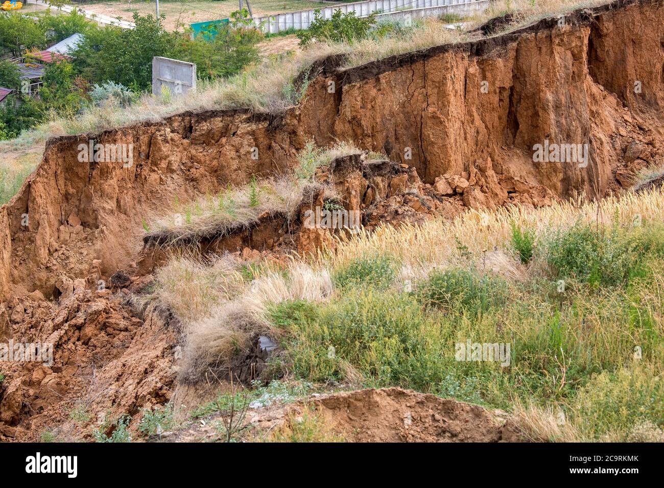Soil landslide on slopes after degradation of the soil rain or ...