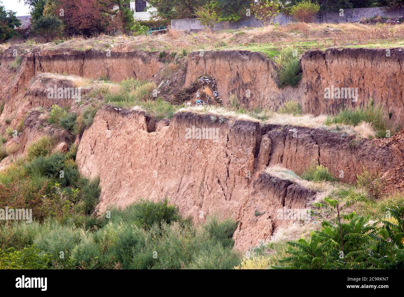 Soil landslide on slopes after degradation of the soil rain or ...