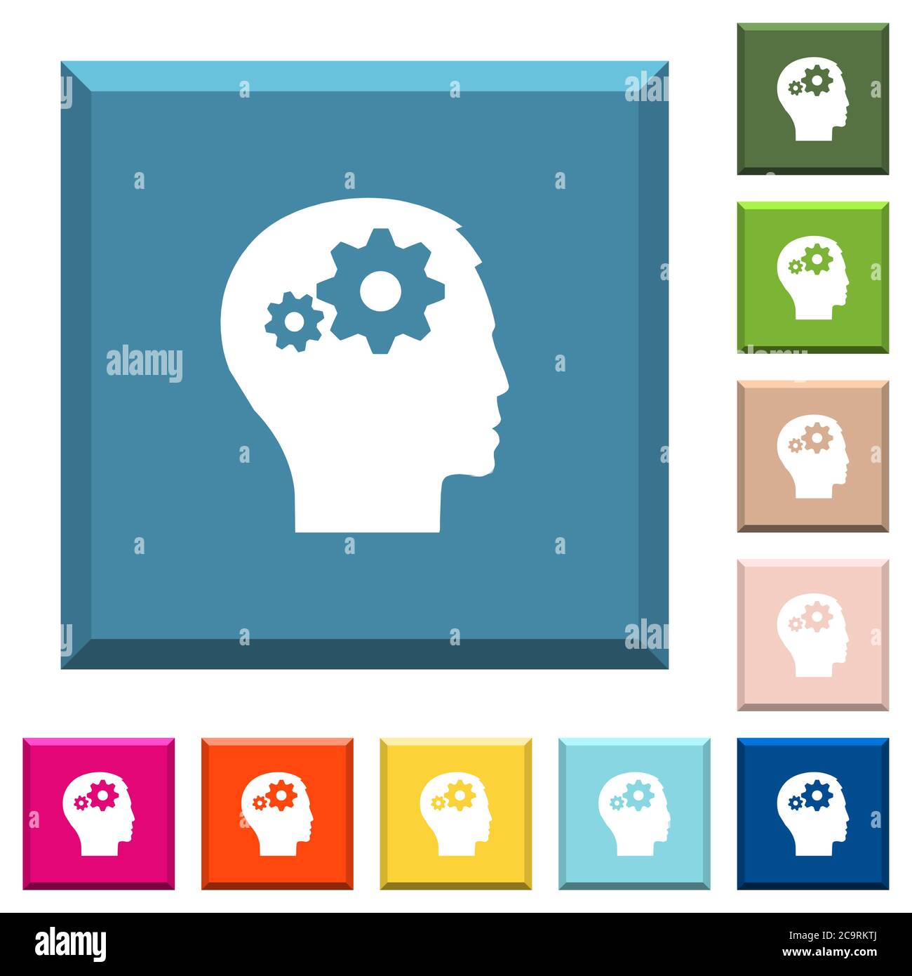 User settings white icons on edged square buttons in various trendy ...