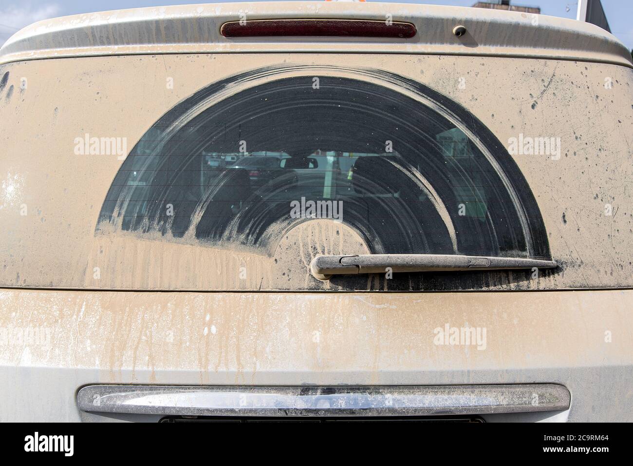 Dirty car in dust view of windscreen of a back view Stock Photo - Alamy