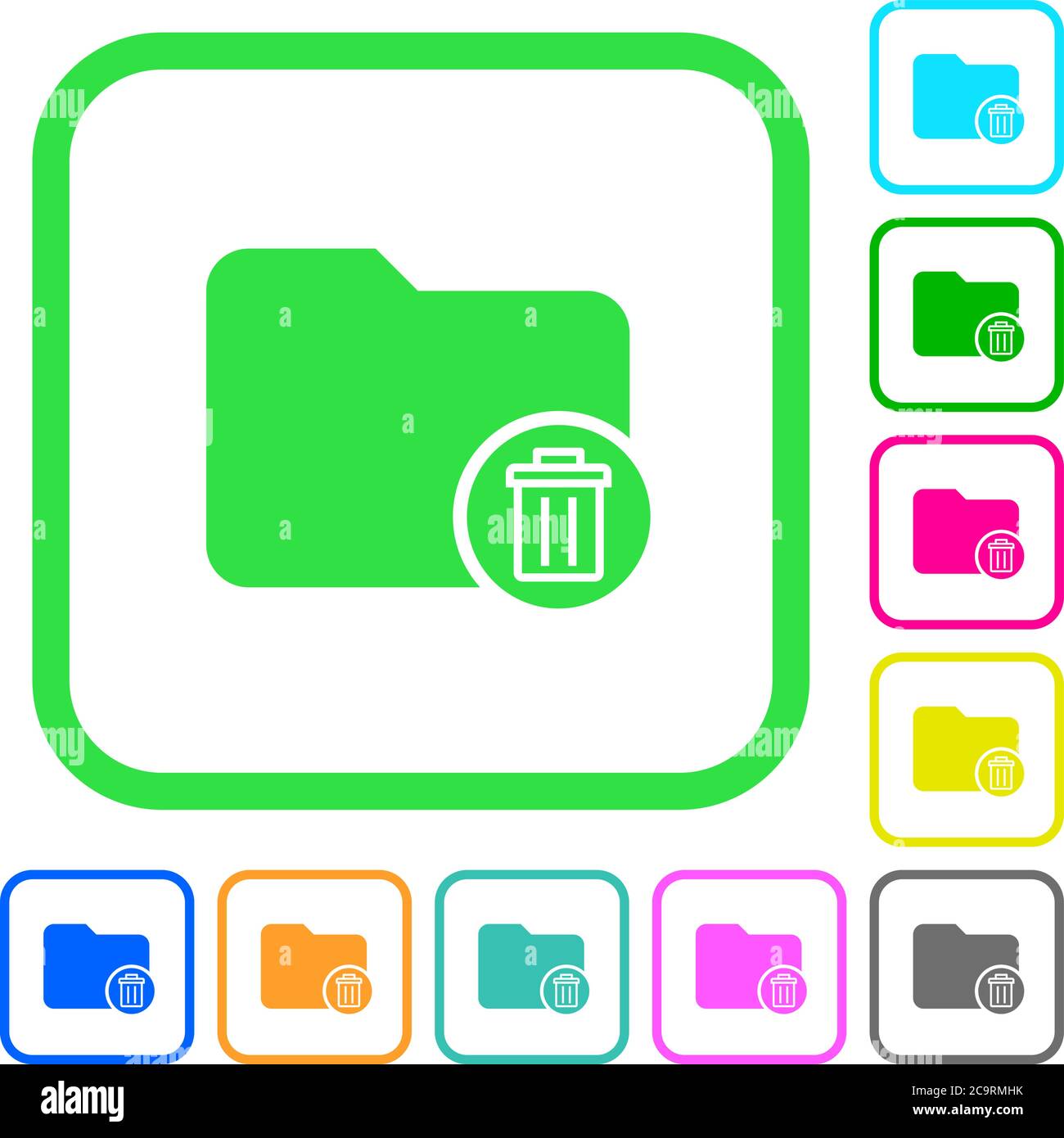 Delete directory vivid colored flat icons in curved borders on white ...