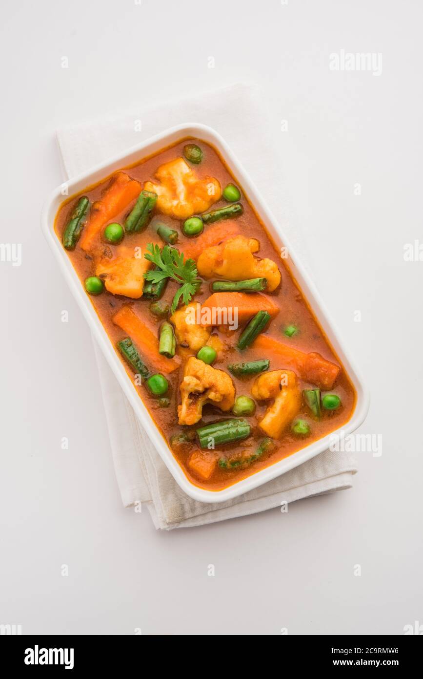 Mix Vegetable greavy recipe in a bowl, Indian restaurant style veg ...