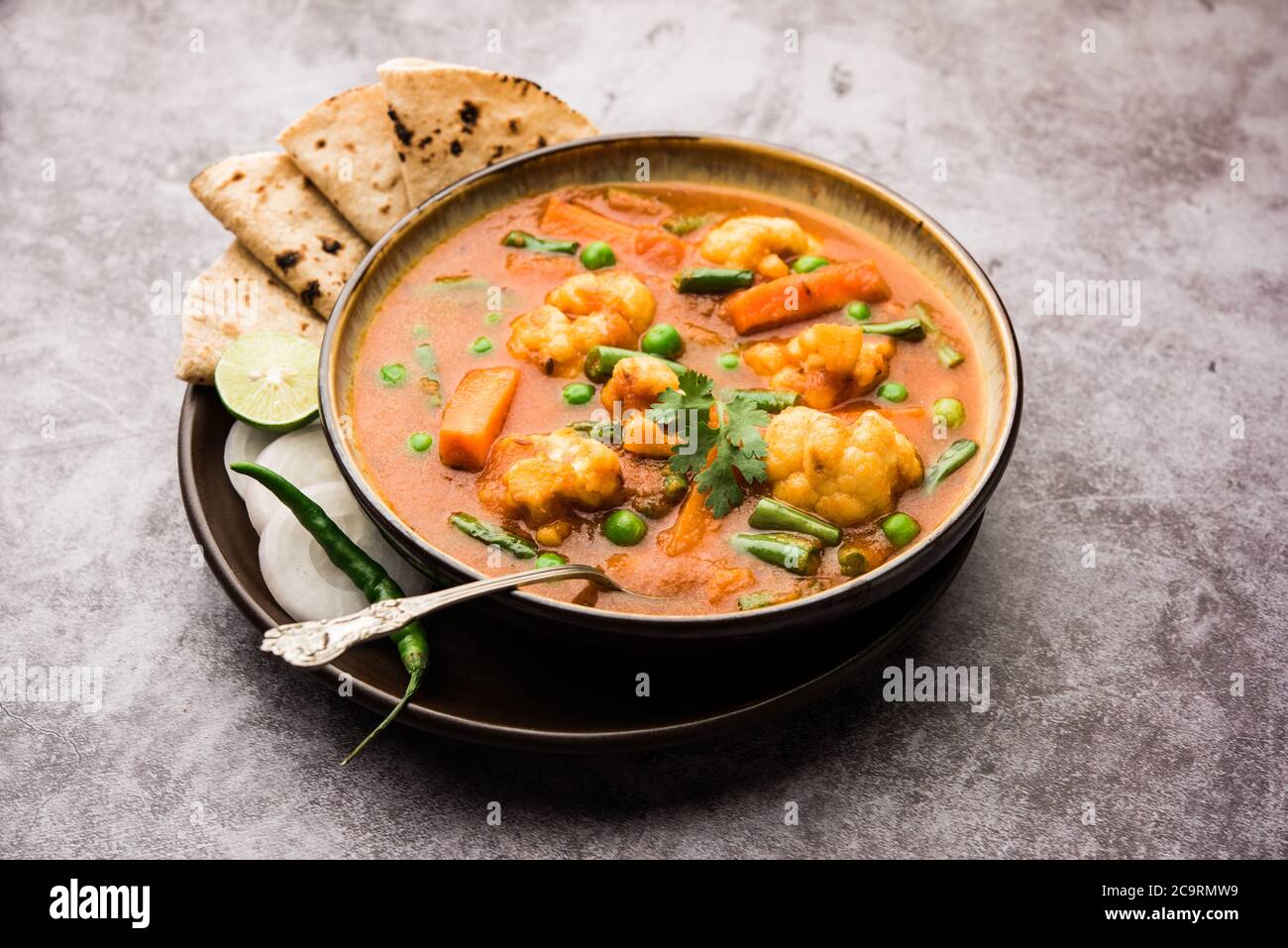 Mix Vegetable greavy recipe in a bowl, Indian restaurant style veg ...