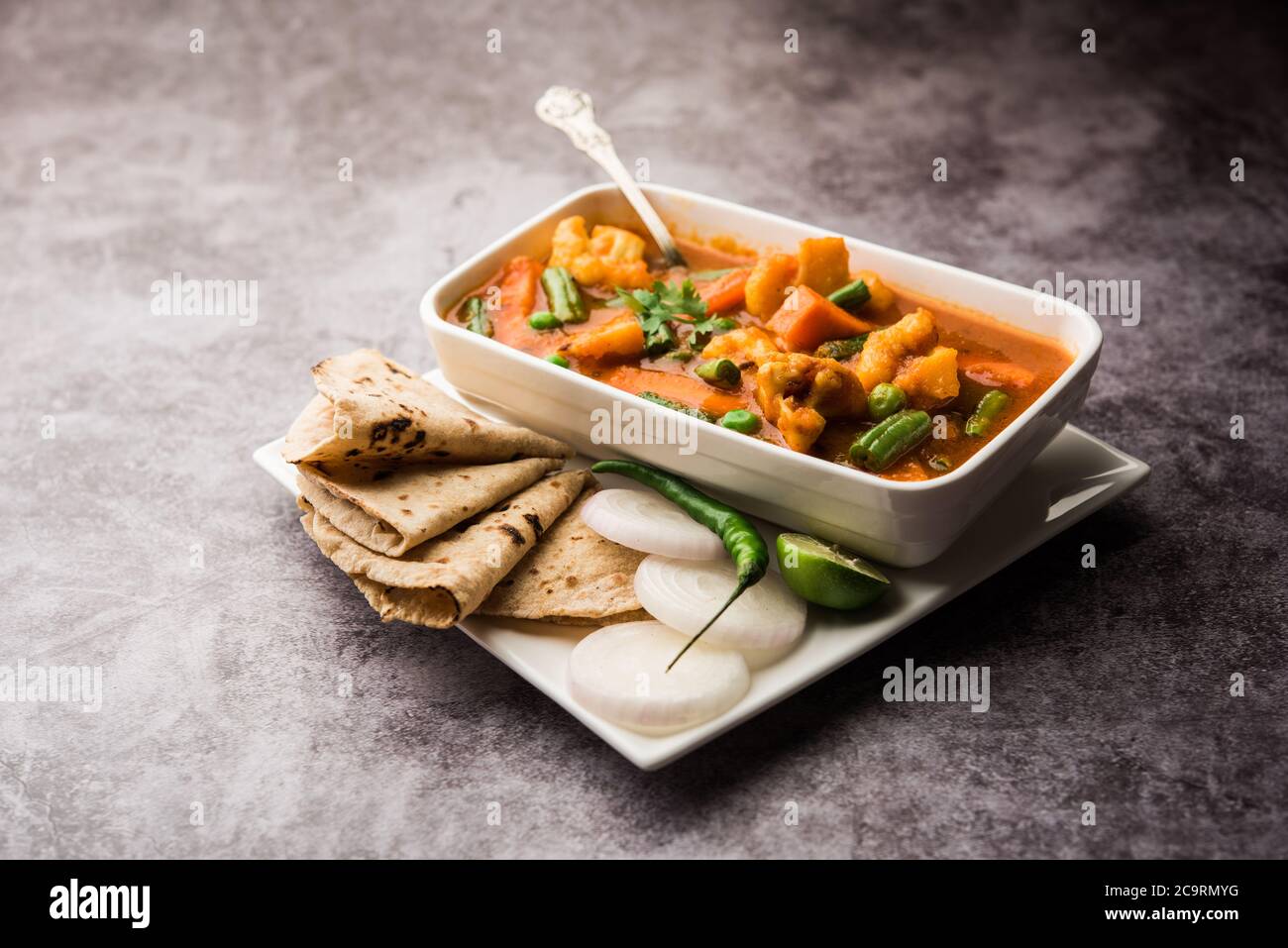 Mix Vegetable greavy recipe in a bowl, Indian restaurant style veg ...