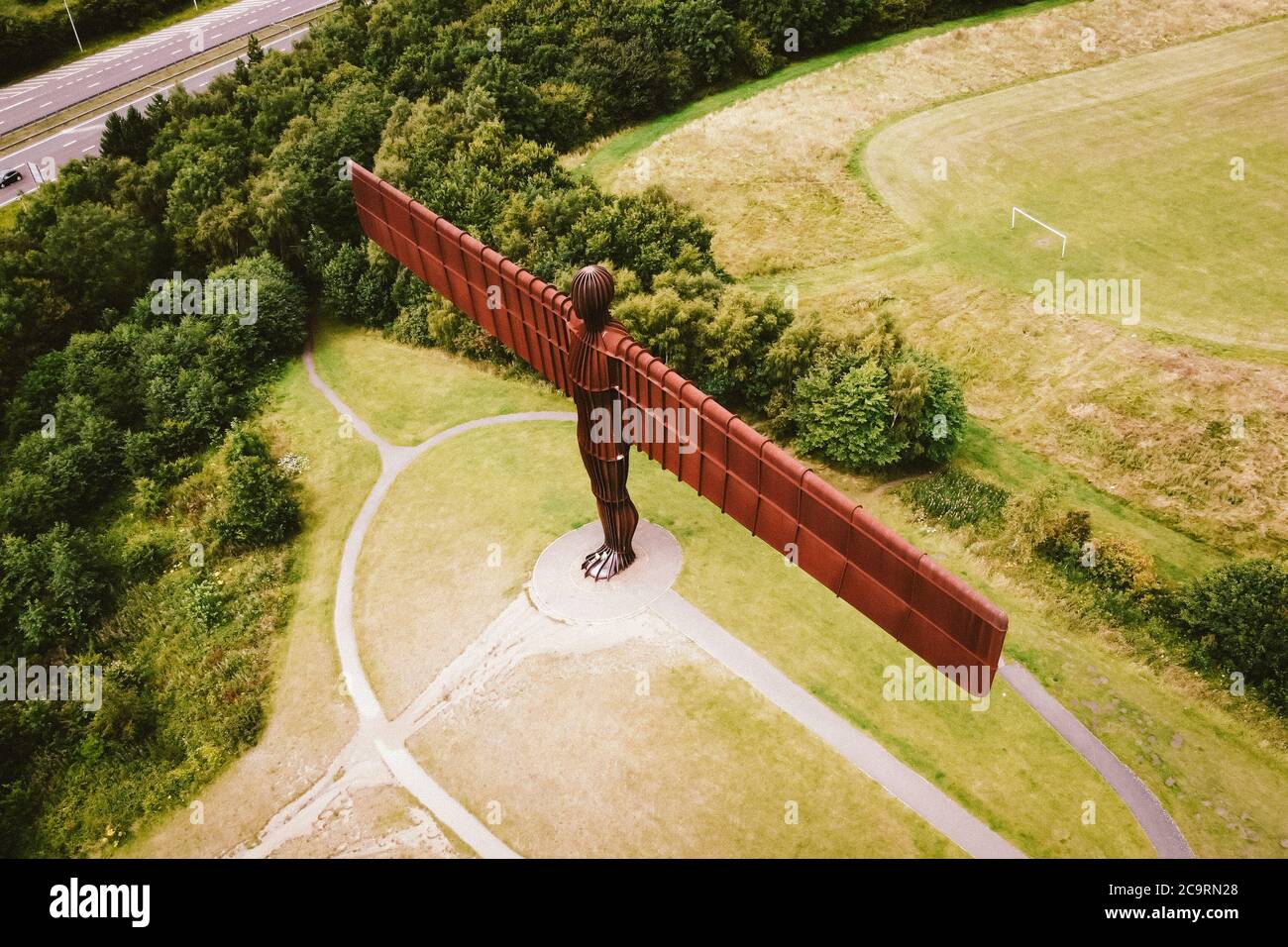 Aerial view of the Angel of the North, in Gateshead UK Stock Photo - Alamy