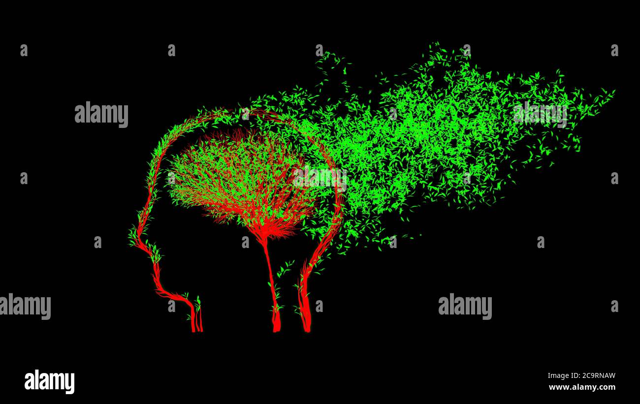 Growing Tree in a shape of human brain inside a head. Eco Concept. 3D ...